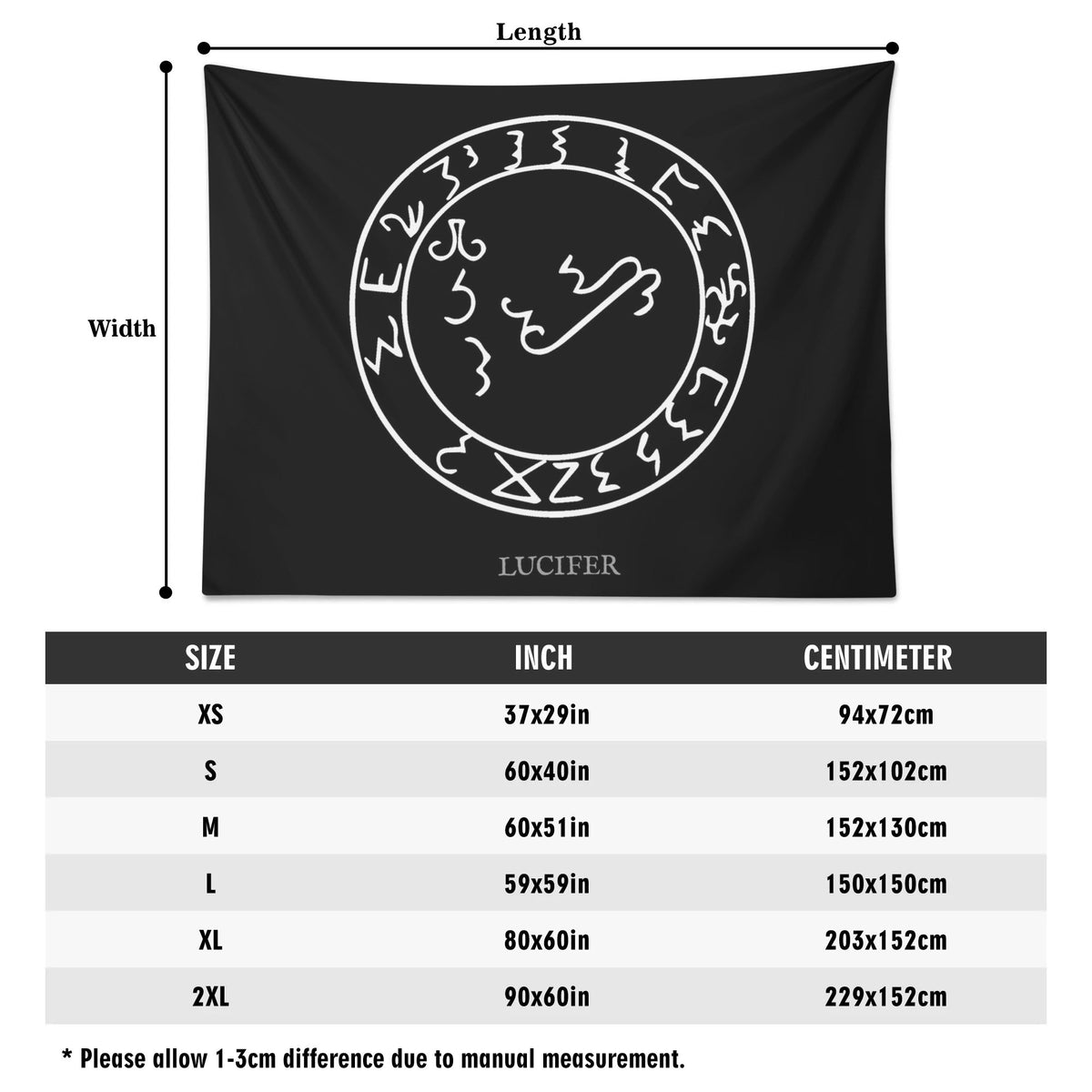 The Seal of Lucifer Multiple Size and Horizontal Wall Tapestry Banners ...