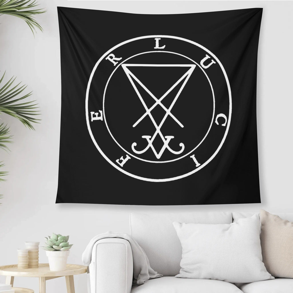 Sigil of Lucifer Black Magic Multiple Size and Horizontal Wall Tapestr ...