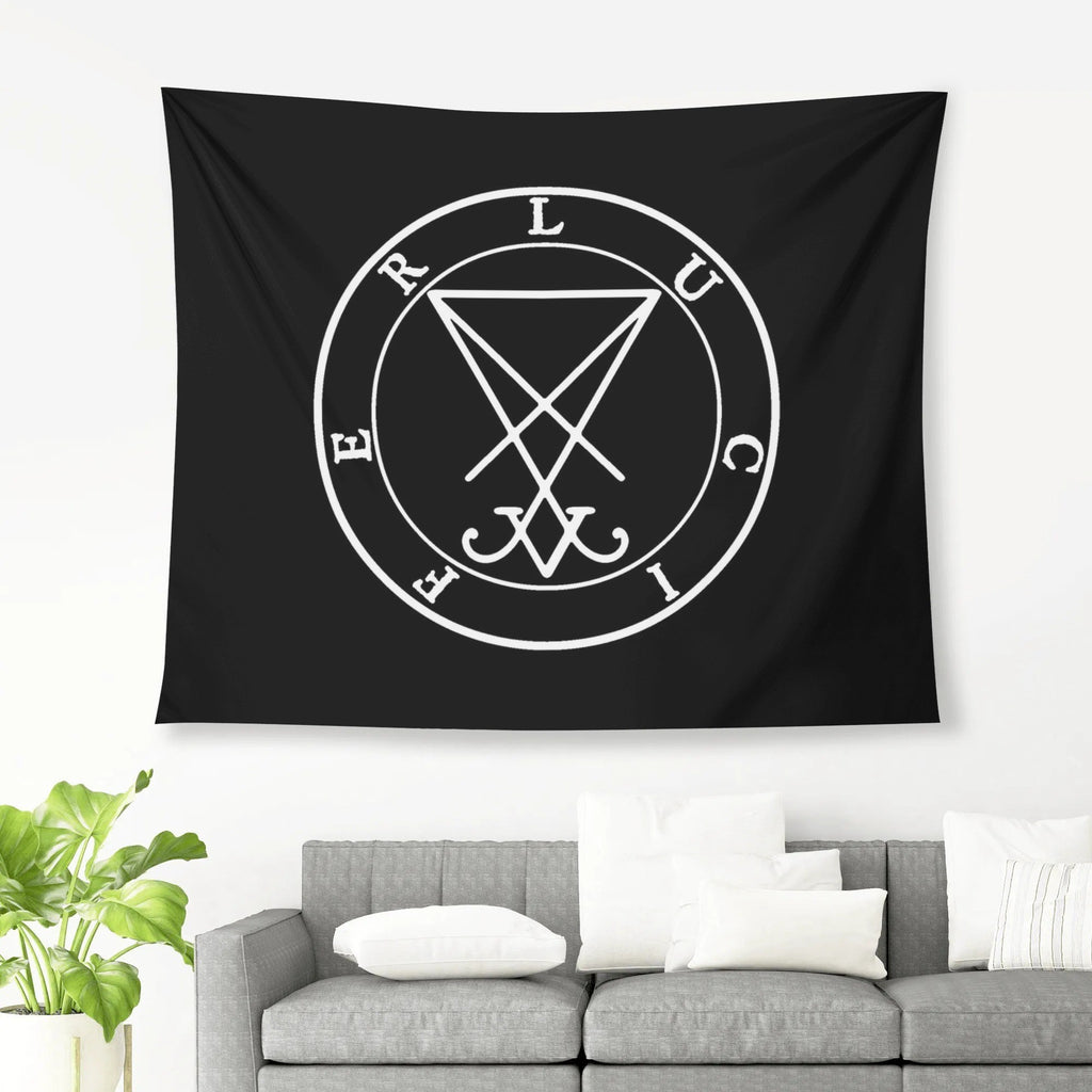 Sigil of Lucifer Black Magic Multiple Size and Horizontal Wall Tapestr ...