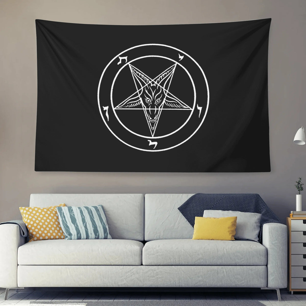 Satanic Sigil of Baphomet Multiple Size and Horizontal Wall Tapestry B ...