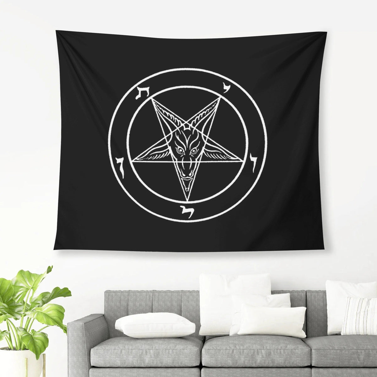 Satanic Sigil of Baphomet Multiple Size and Horizontal Wall Tapestry B ...