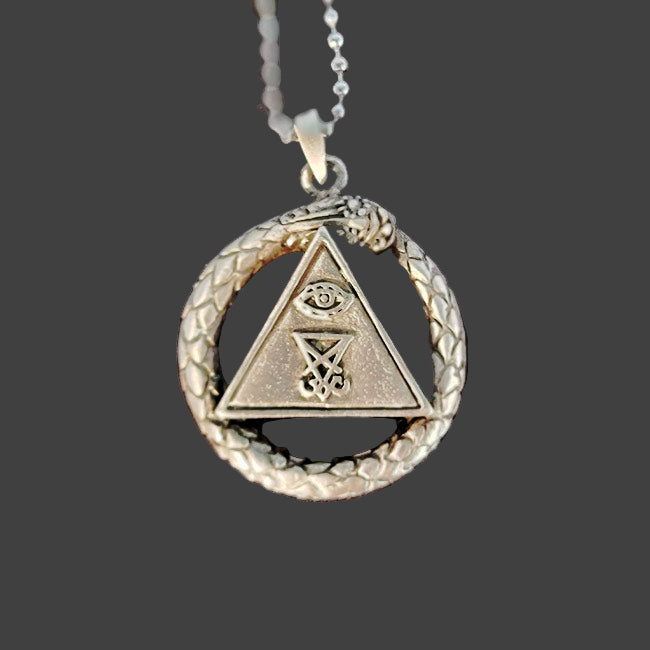Luciferian Ouroboros Triangle of Fire Pendant | Pewter Occult Necklace ...