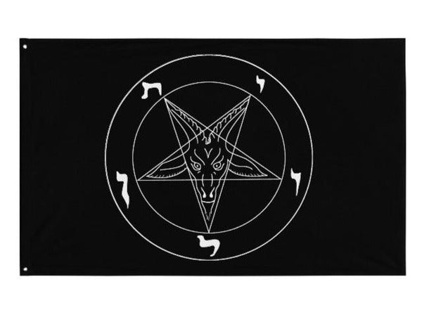 Satanic Sigil of Baphomet Flag (white print) – The Luciferian Apotheca