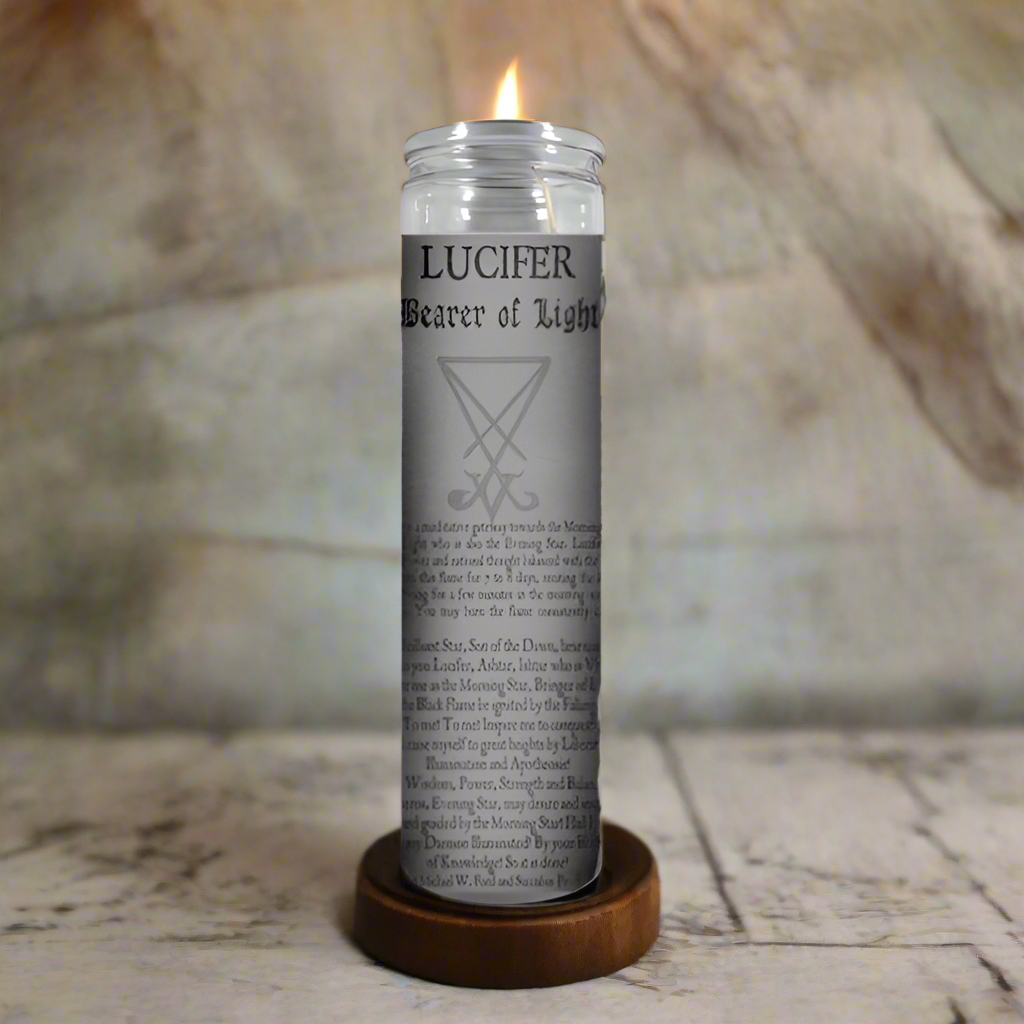 Lucifer - Bearer of Light 7 Day Glass Spell Candle | Ignite Your Inner ...