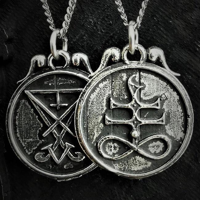 Double sided sigil of Lucifer and Satanic cross, Leviathan & Sulfur Cr ...
